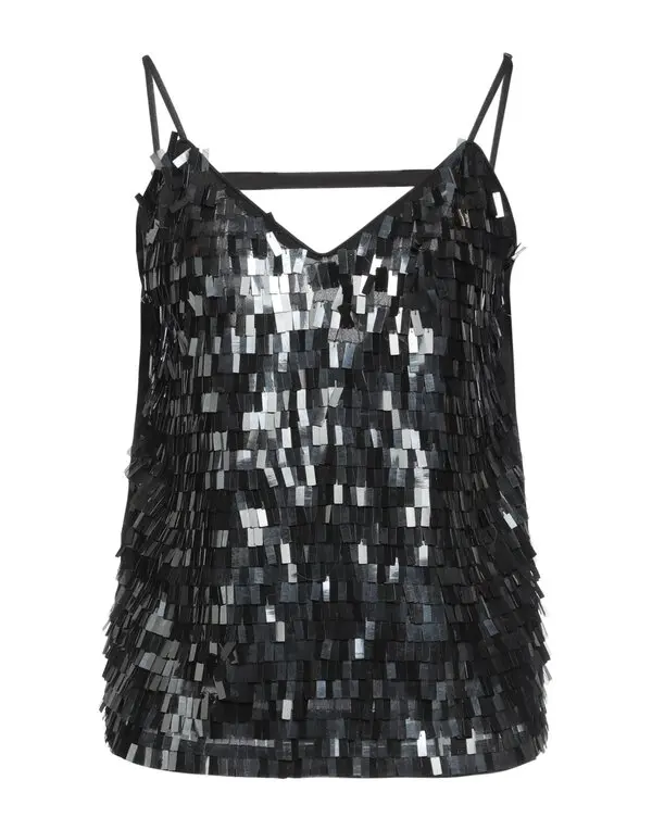 Pinko Crepe Camisole With Appliqués - Black