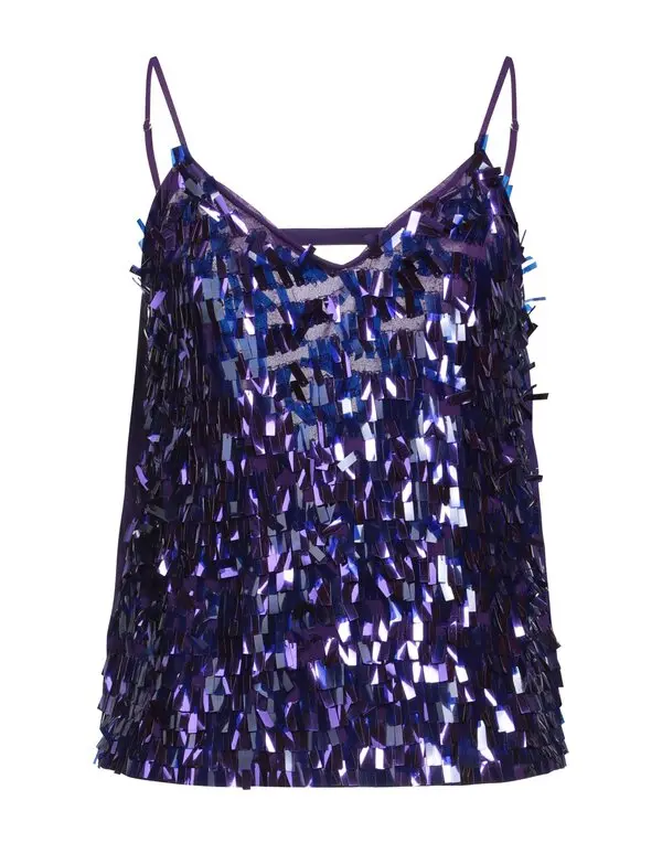 Pinko Crepe Camisole With Appliqués - Purple