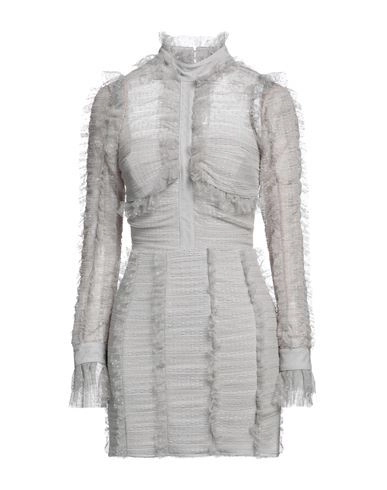 Elisabetta Franchi Mini Dress With Ruffles And Mock Neck - Grey