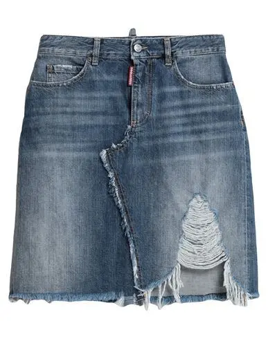Dsquared2 Flared Denim Skirt With Leather Details - Blue