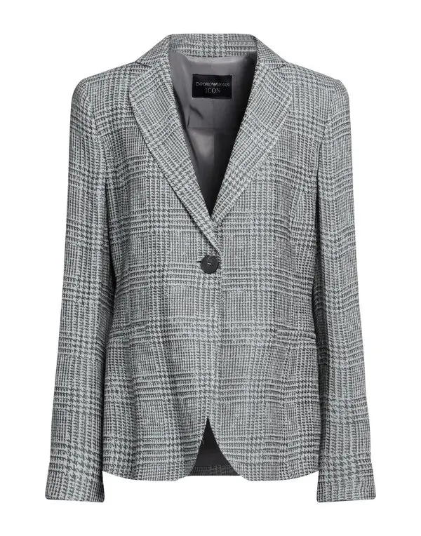 Emporio Armani Glen Plaid Viscose Blend Blazer