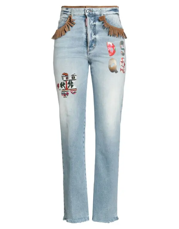 Dsquared2 Jeans In Light Wash With Appliqués