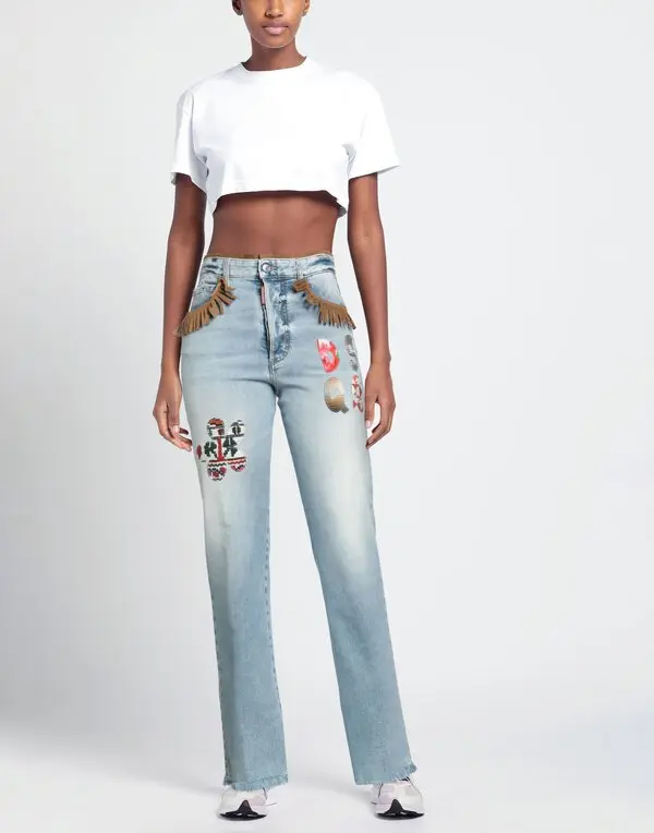 Dsquared2 Jeans In Light Wash With Appliqués