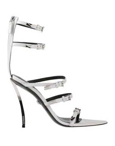 Versace Leather Sandals With Geometric Heel - White