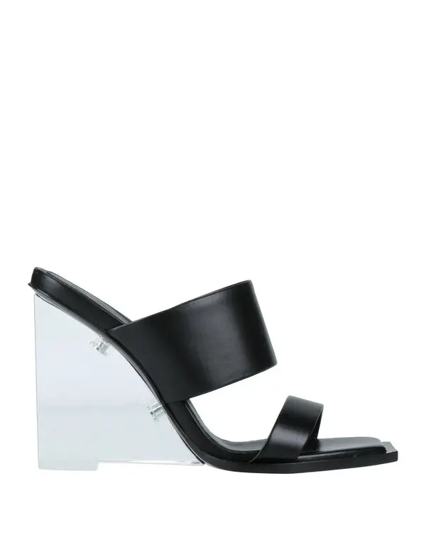Alexander McQueen Leather Sandals With Plexiglas Wedge Heel - Black