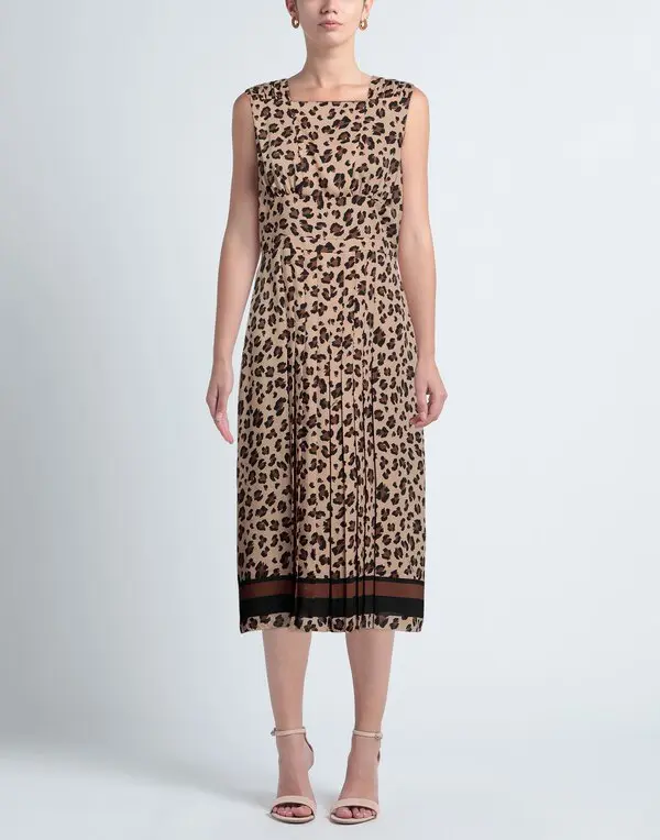 SEVENTY VENEZIA Leopard-print Midi Dress - Beige