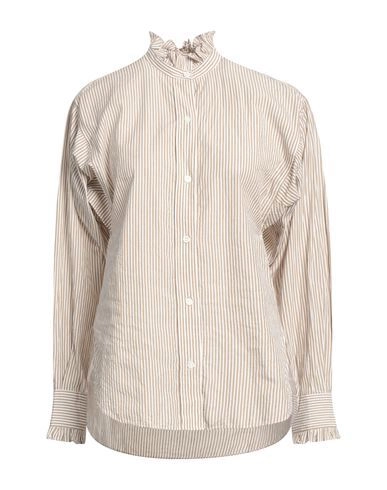 MARANT ETOILE Striped Cotton Shirt With Mandarin Collar And Ruffles