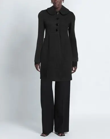 EMMA & GAIA Single-breasted Wool Blend Coat - Black