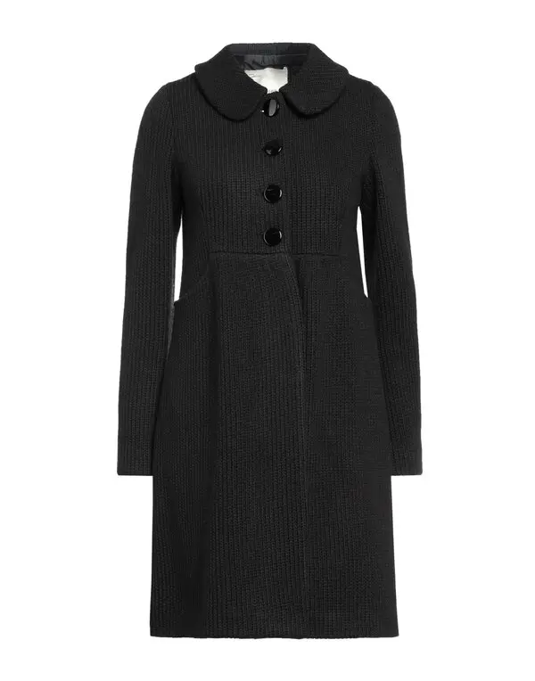 EMMA & GAIA Single-breasted Wool Blend Coat - Black