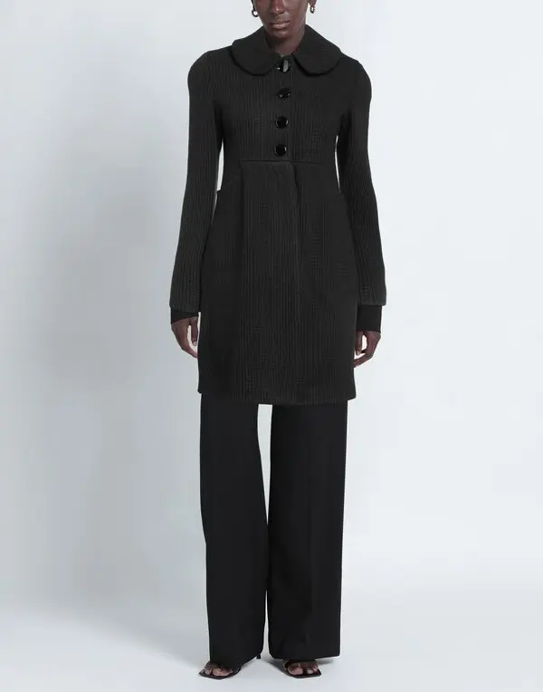 EMMA & GAIA Single-breasted Wool Blend Coat - Black