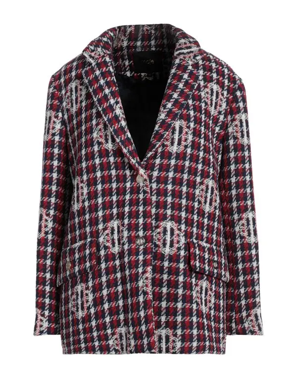 Maje Single-breasted Houndstooth Flannel Coat