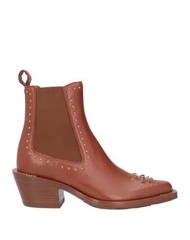Chloé Leather Cowboy Ankle Boots - Brown