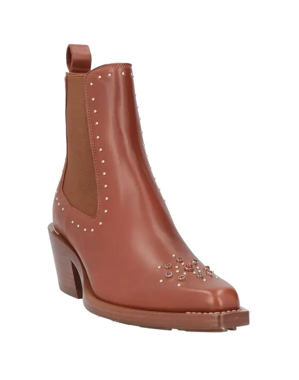 Chloé Leather Cowboy Ankle Boots - Brown