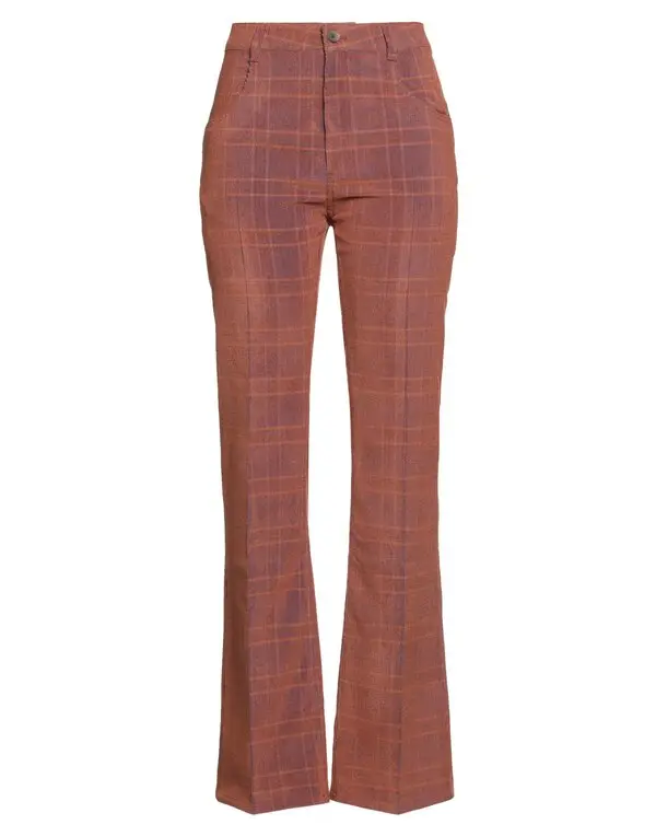 Alexander McQueen Flared Tartan Pants - Rust