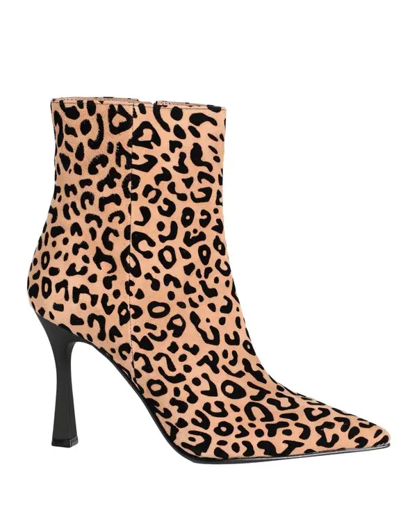OVYE Leather Ankle Boots With Leopard Print