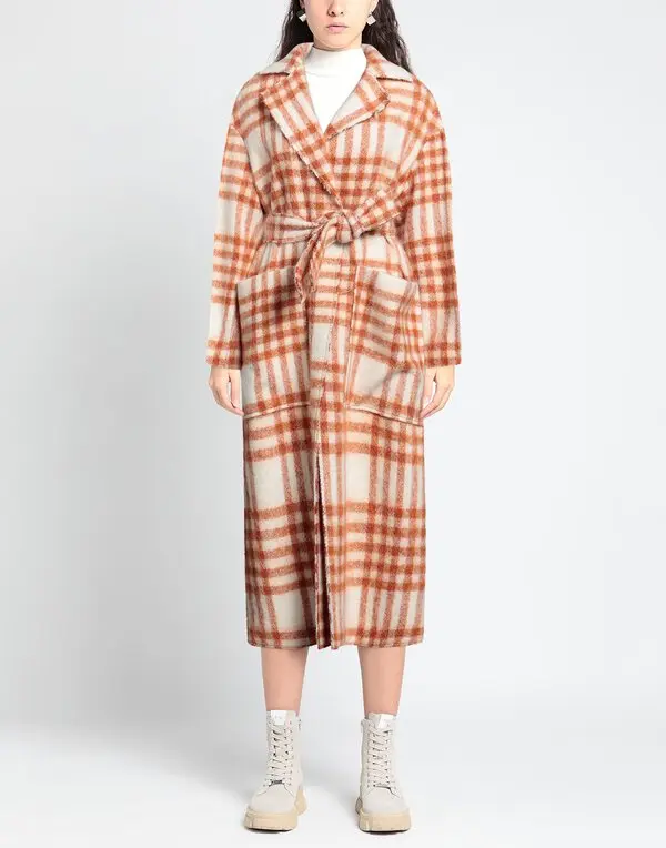 Erika Cavallini Belted Tartan Coat - Red