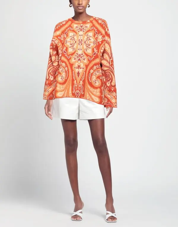 Etro Sweater In Wool, Viscose, And Polyamide - Orange