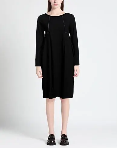 High Flared Midi Dress - Black