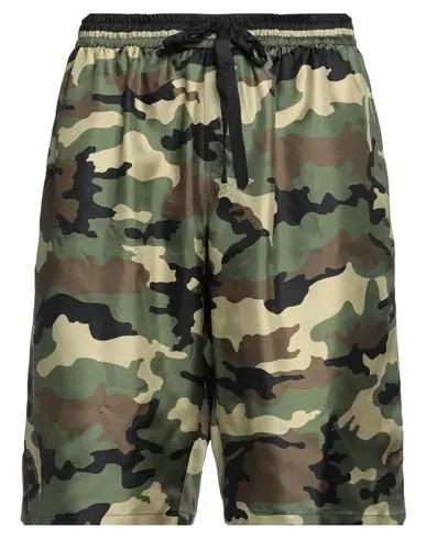 Dolce & Gabbana Camouflage Print Silk Twill Bermuda Shorts - Green