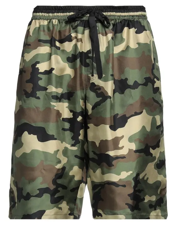 Dolce & Gabbana Camouflage Print Silk Twill Bermuda Shorts