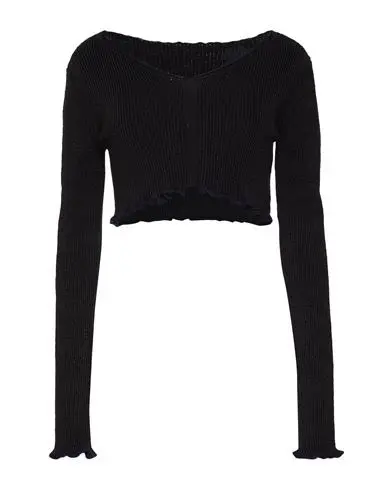 Jacquemus Ribbed Knit Cropped Sweater - Black