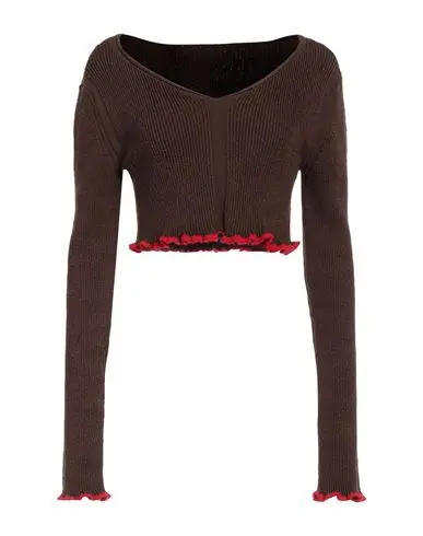 Jacquemus Ribbed Knit Cropped Sweater - Brown