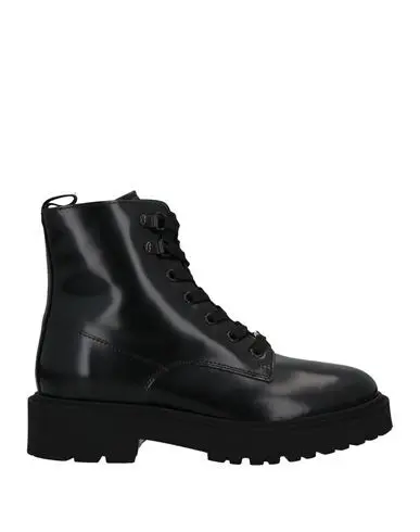 Hogan Leather Ankle Combat Boots - Black