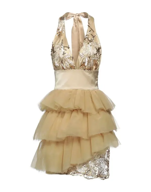 rose gold wedding dress short Lamira Yellow Satin Mini Dress - US 2 main image 1