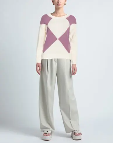 N.O.W. ANDREA ROSATI CASHMERE Geometric Design Crew Neck Sweater