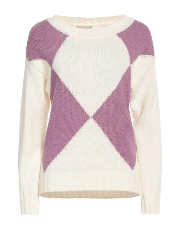 N.O.W. ANDREA ROSATI CASHMERE Geometric Design Crew Neck Sweater