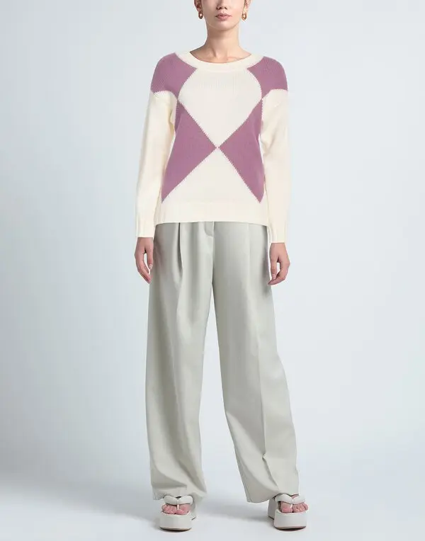 N.O.W. ANDREA ROSATI CASHMERE Geometric Design Crew Neck Sweater