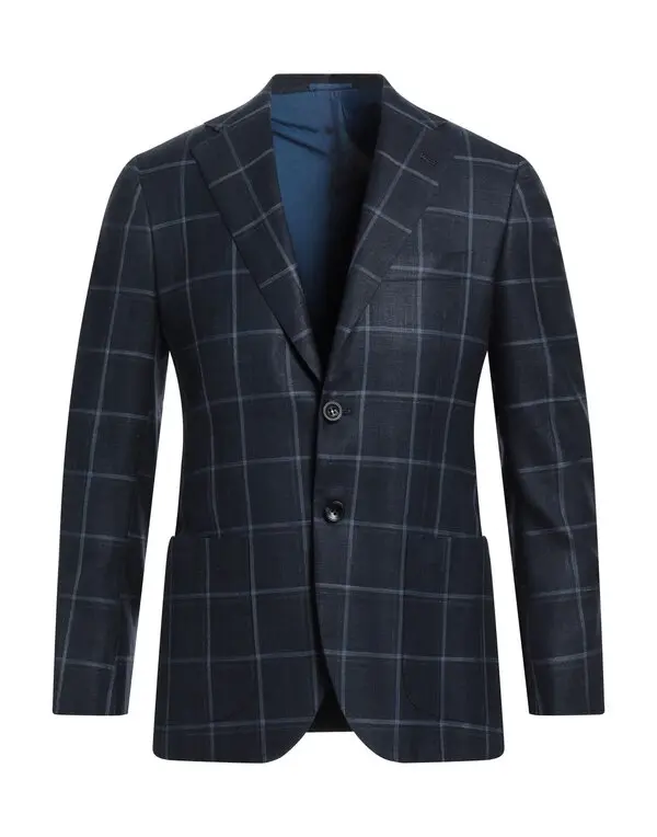 Kiton Suit Jacket Midnight Virgin Wool, Silk, Linen