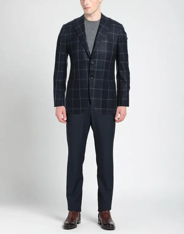 Kiton Suit Jacket Midnight Virgin Wool, Silk, Linen