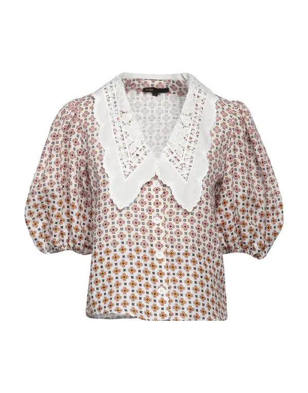 Maje Woven Shirt With Lace Detail