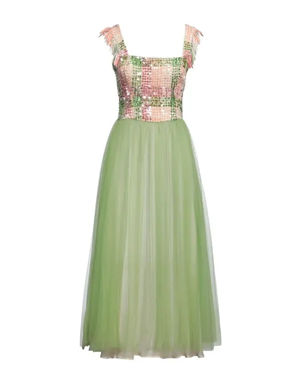 Elisabetta Franchi Midi Flared Dress - Light Green