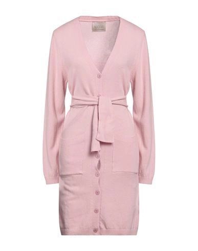 N.O.W. ANDREA ROSATI CASHMERE Long Sleeve V-neck Belted Cardigan - Pink