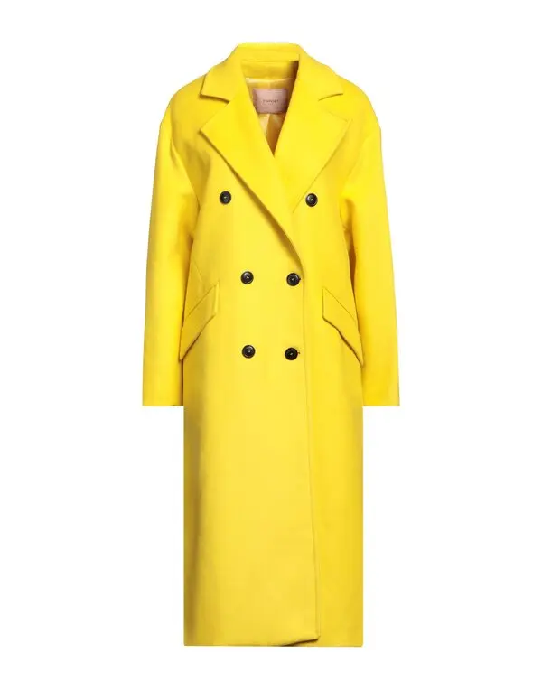 TWINSET Wool-blend Double-breasted Coat - Yellow