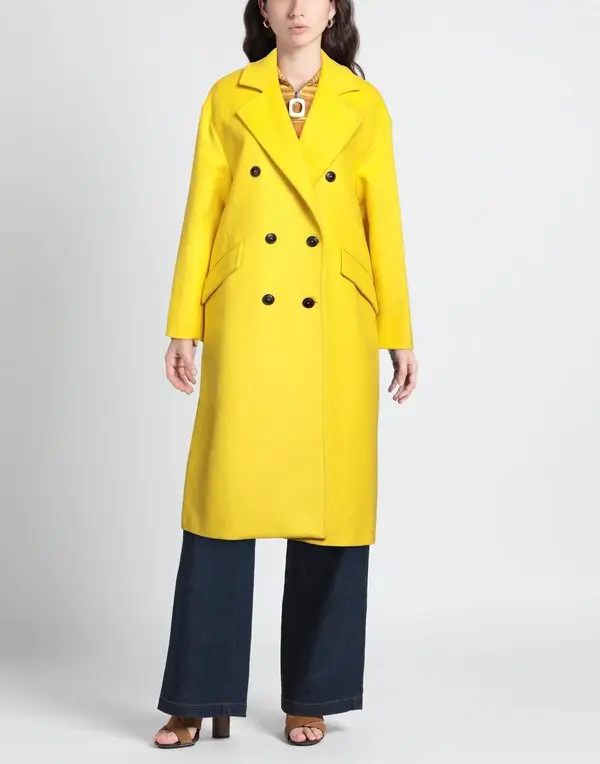 TWINSET Wool-blend Double-breasted Coat - Yellow