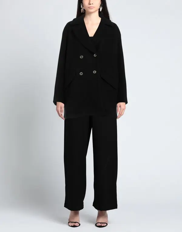 Pinko Coat In Virgin Wool And Polyamide - Black