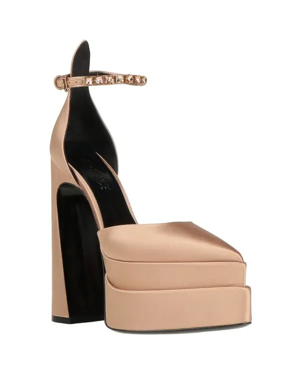 Versace Satin Pumps With Embellished Ankle Strap