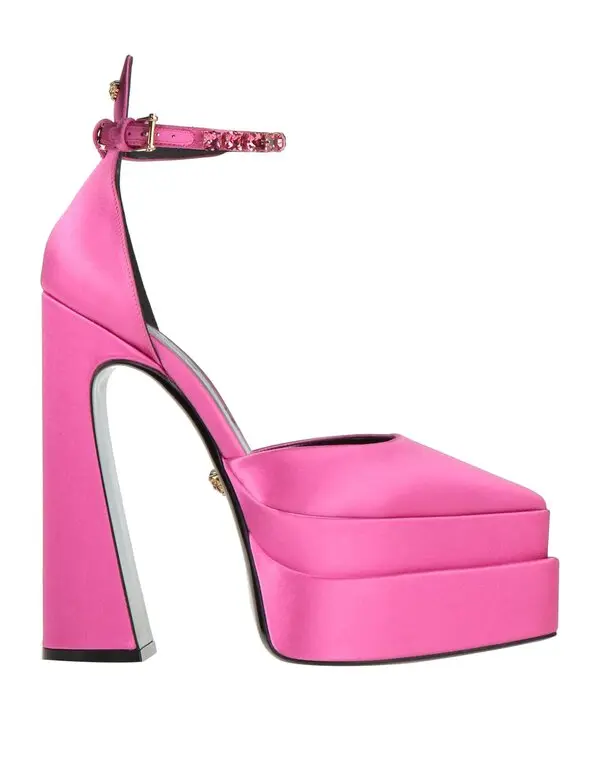 Versace Pumps With Ties At Ankle - Pink