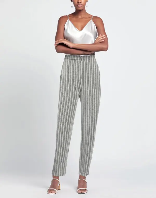 Emporio Armani Striped Tweed Trousers - White