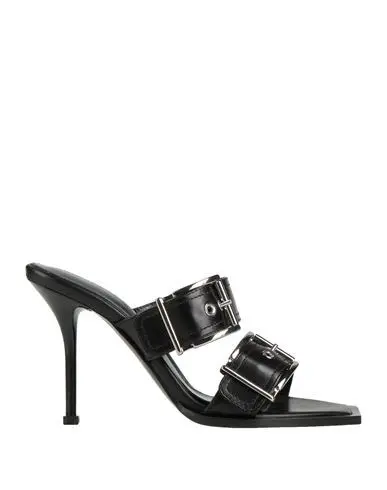 Alexander McQueen Leather Buckle Sandals - Black