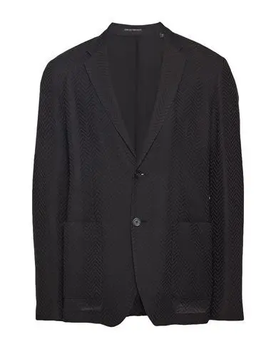 Emporio Armani Single-breasted Herringbone Blazer - Black