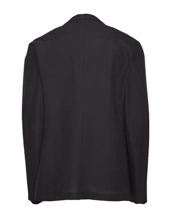 Emporio Armani Single-breasted Herringbone Blazer - Black