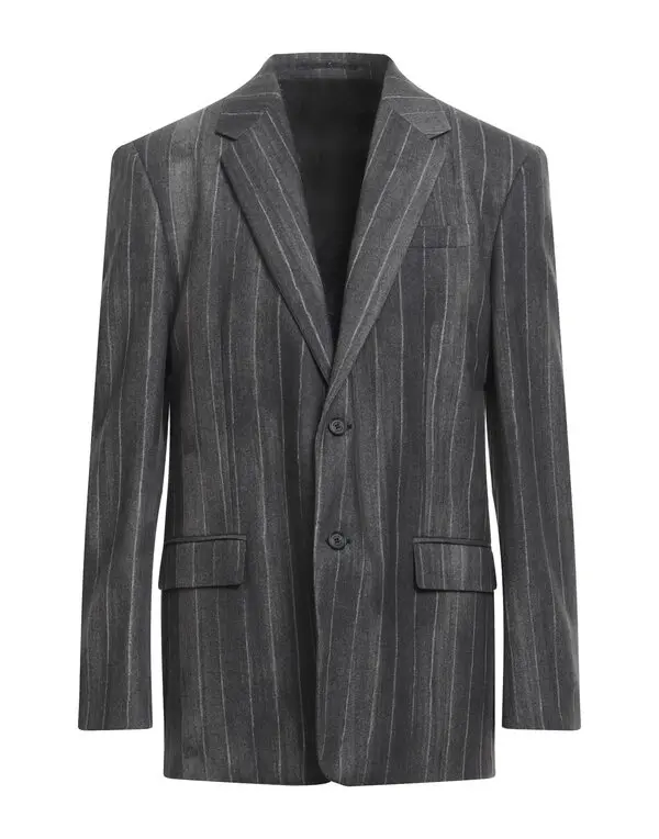 Versace Striped Virgin Wool Blazer - Lead