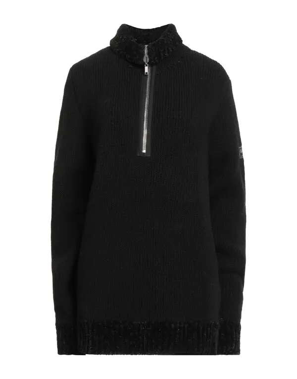 Raf Simons Knitted Turtleneck With Half-zip Neckline - Black