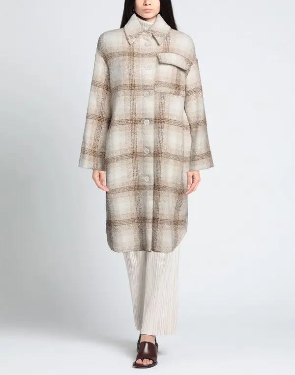 SFIZIO STUDIO Checked Belted Bouclé Coat