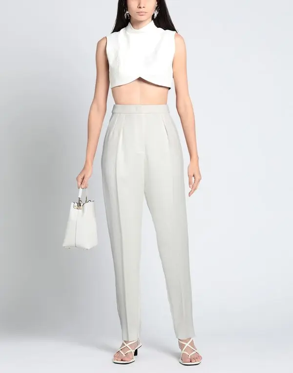 Emporio Armani Plain High-waisted Tapered Pants - White