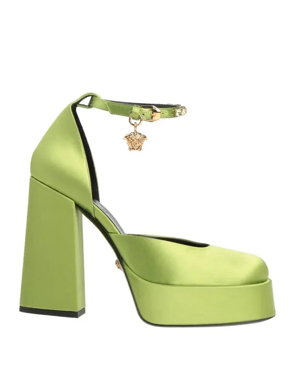 Versace Pumps In Viscose And Silk - Green